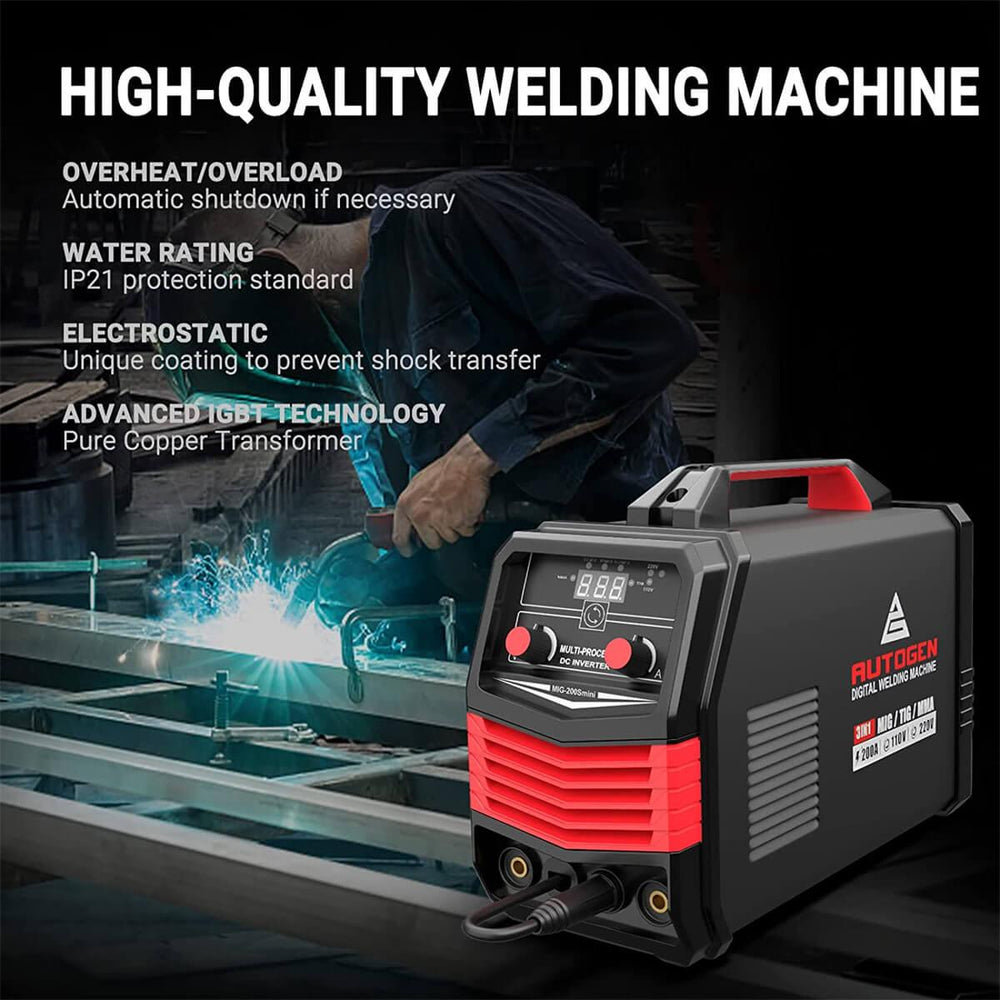 200A MIG Welder 3 in 1 Flux MIG/Lift TIG/MMA Stick Welder | Autogen